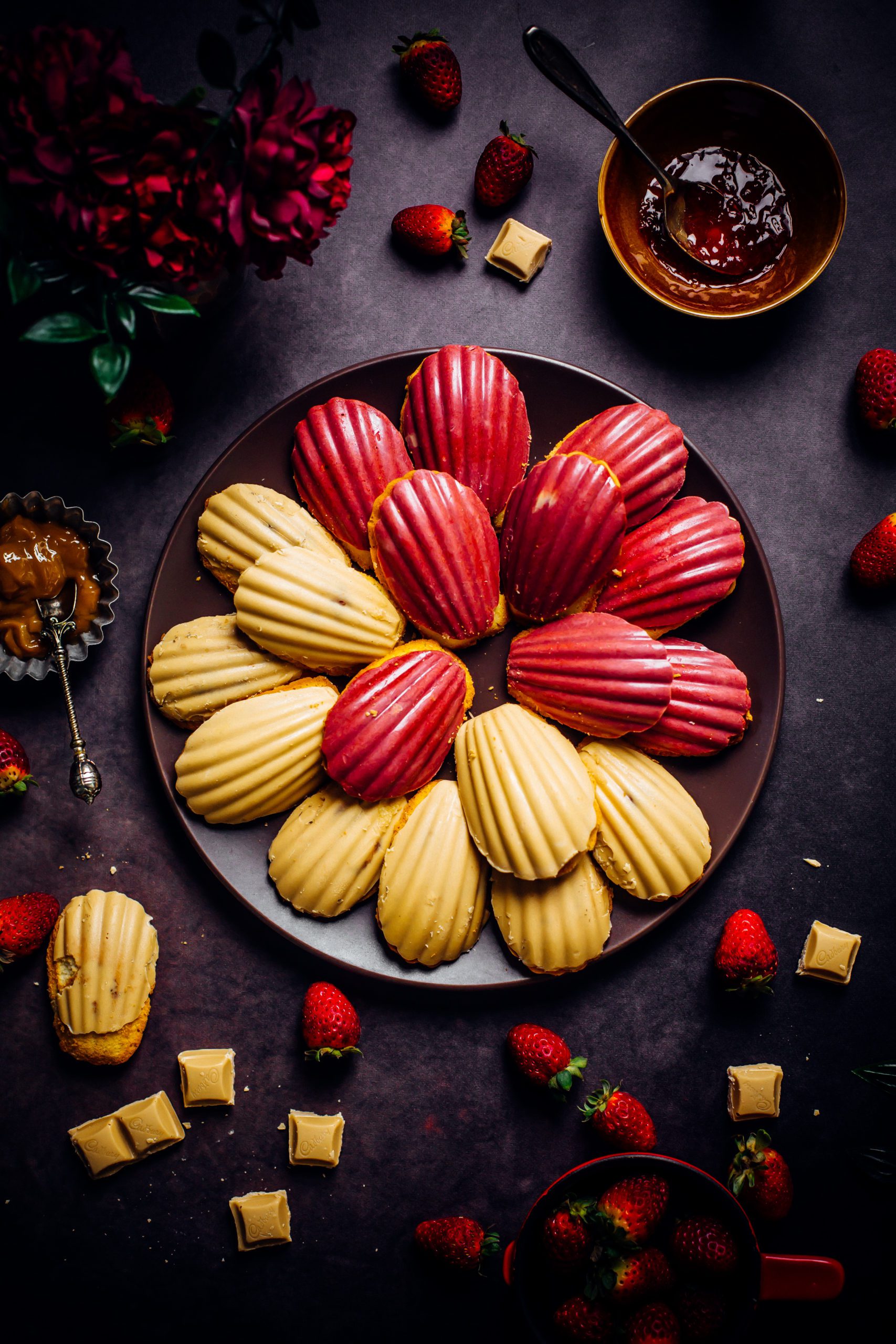 Caramilk and Strawberry Madeleines - Sugar et al
